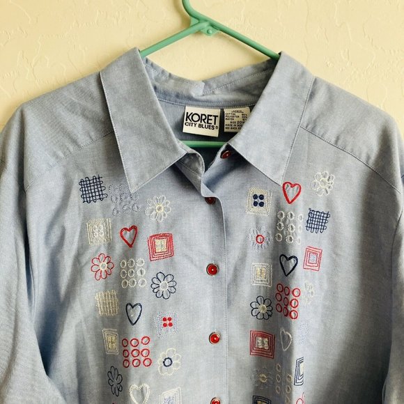 Koret | Tops | Vintage Koret City Blues Top 2w Womens Long Sleeve Shirt ...